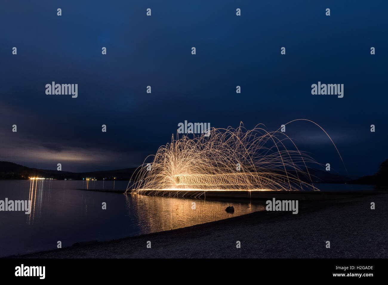Light painting on the slipway in Balloch park Stock Photo - Alamy