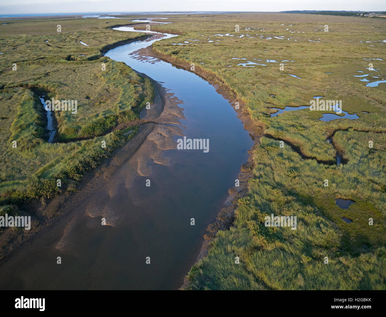 Creek l salt marsh norfolk landscape aerial coast sea tidal hi-res ...