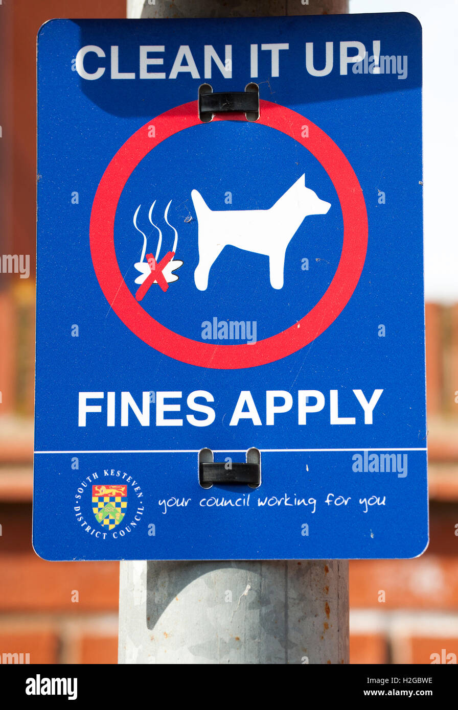 Clean it Up sign on lamp post, Grantham, Lincolnshire, England, UK ...