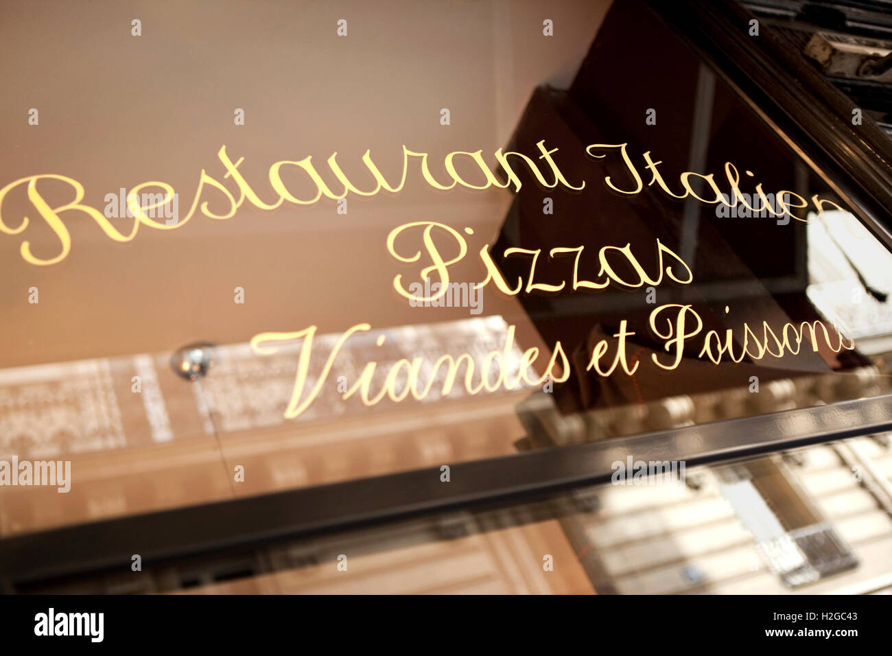 Window of an Italian restaurant in France Stock Photo - Alamy