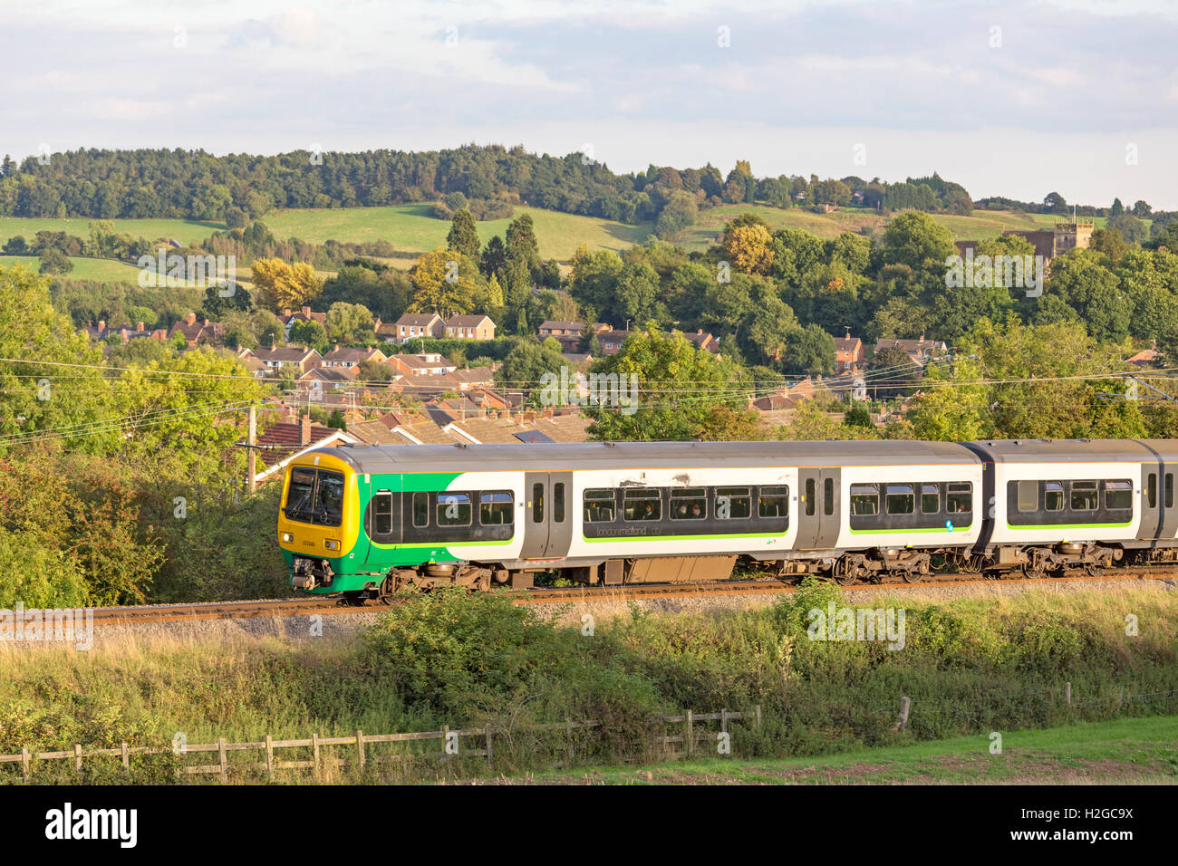A London Midland train leaving Alvechurch on the Redditch to Litchfield ...