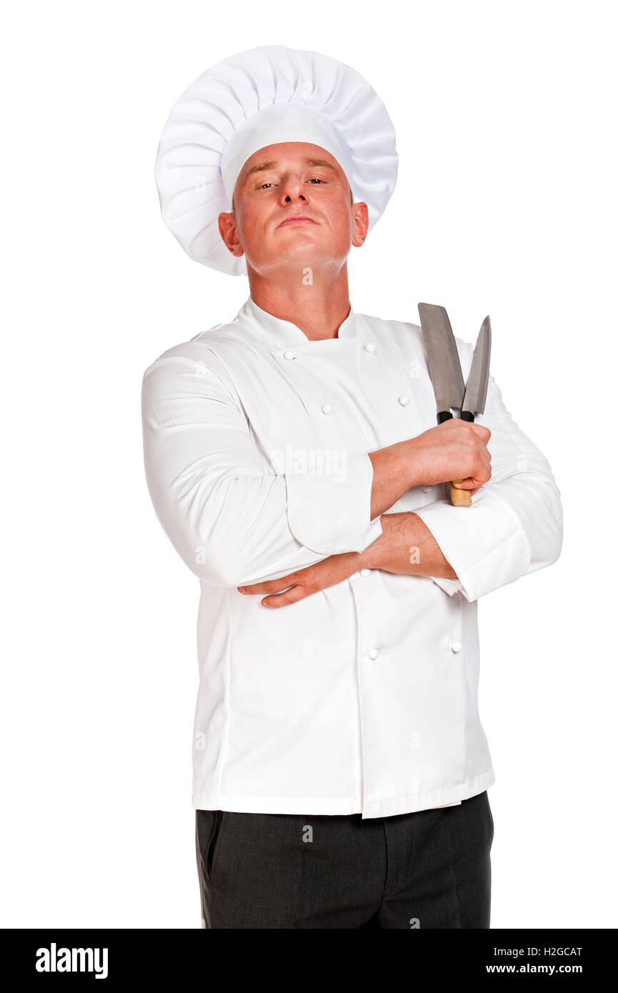 Portrait chef holding knives hi-res stock photography and images - Alamy