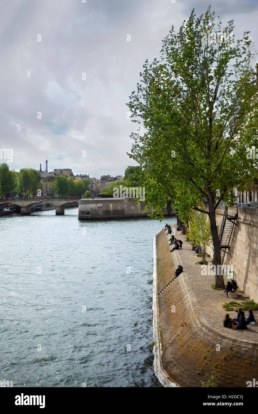 Docks and Seine river in Paris in Spring Stock Photo - Alamy