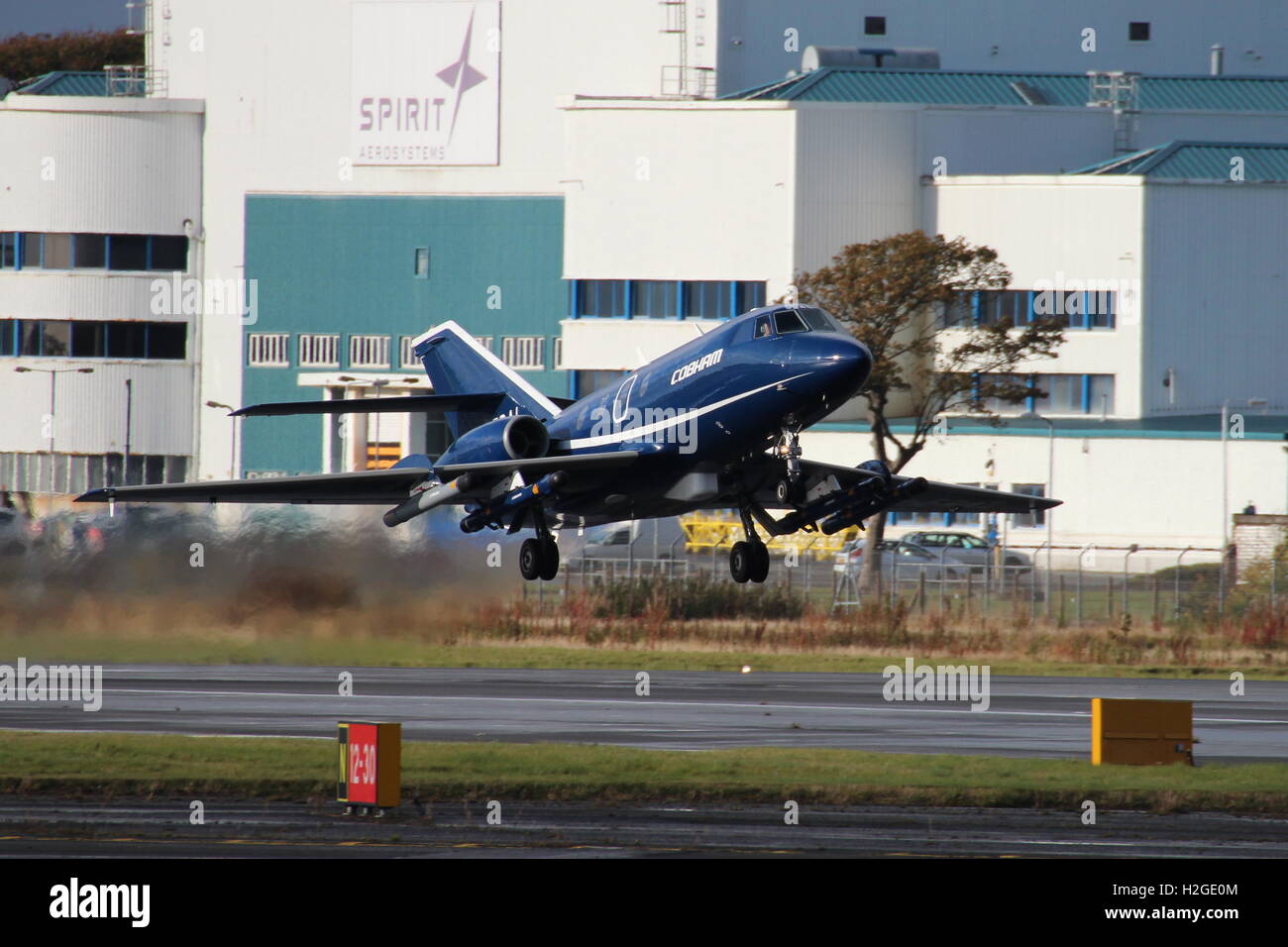 G-FRAL, one of Cobham Aviation's Dassault Falcons, takes off from ...