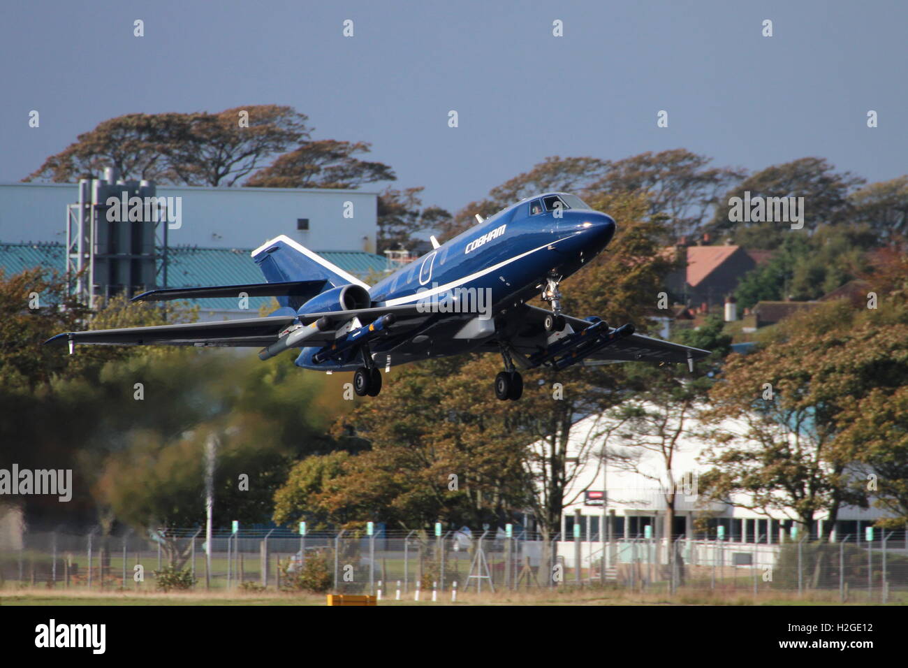G-FRAL, one of Cobham Aviation's Dassault Falcons, takes off from ...