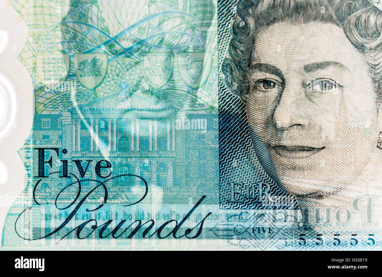 New issue British £5 polymer banknote Stock Photo - Alamy