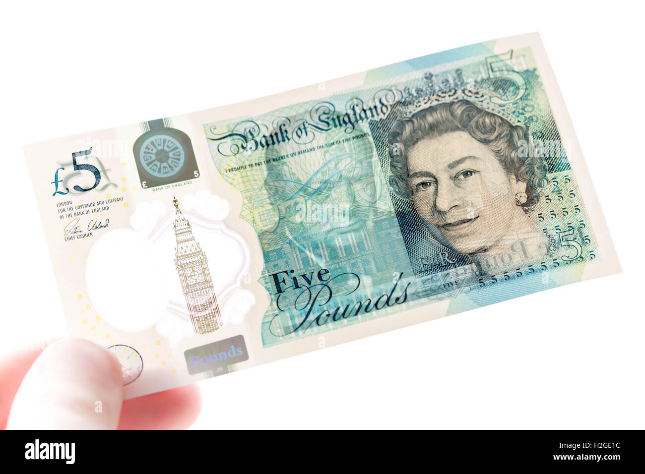New issue British £5 polymer banknote Stock Photo - Alamy