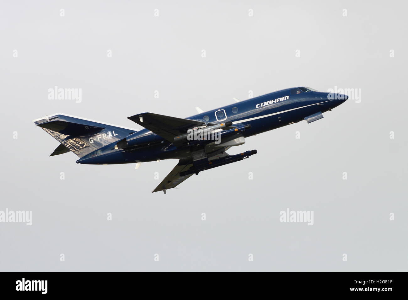 G-FRAL, one of Cobham Aviation's Dassault Falcons, takes off from ...