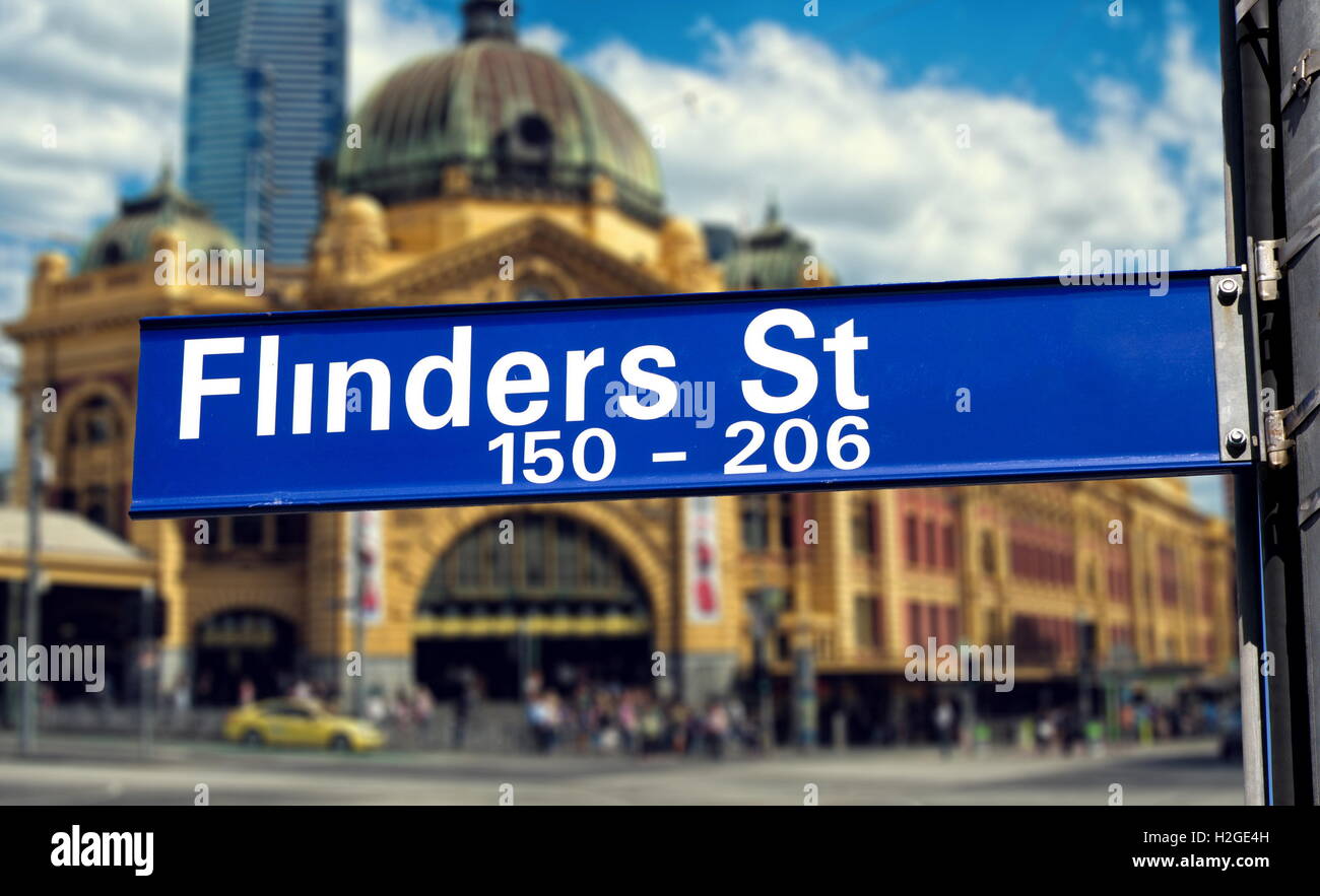 Flinders street road sign in Melbourne Australia Stock Photo - Alamy