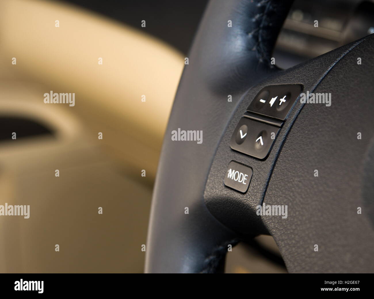 car interior .wheel button system control Stock Photo - Alamy