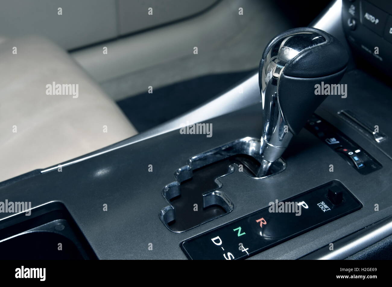 car interior .transmission closeup Stock Photo - Alamy