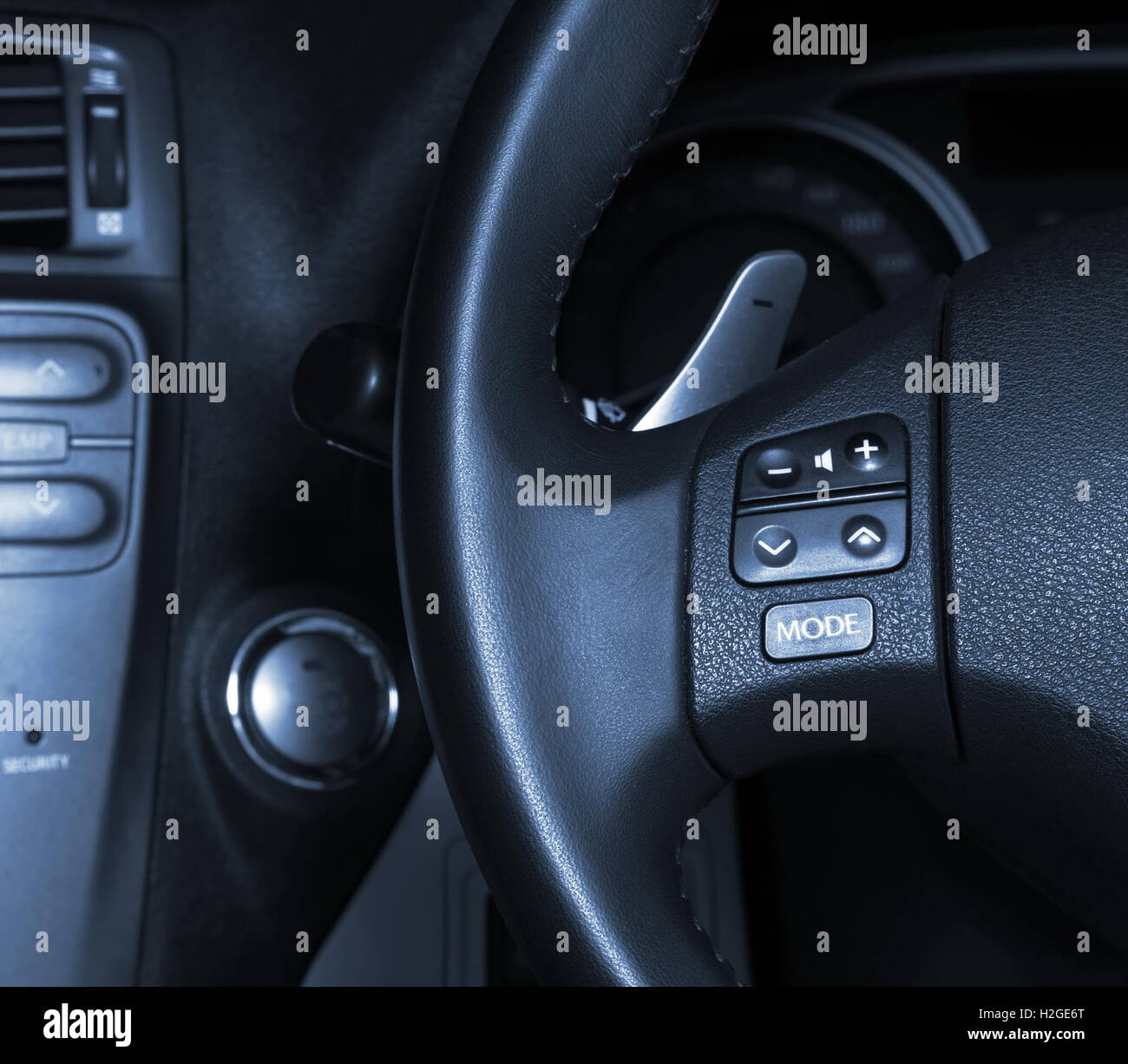 car interior .wheel button system control Stock Photo - Alamy