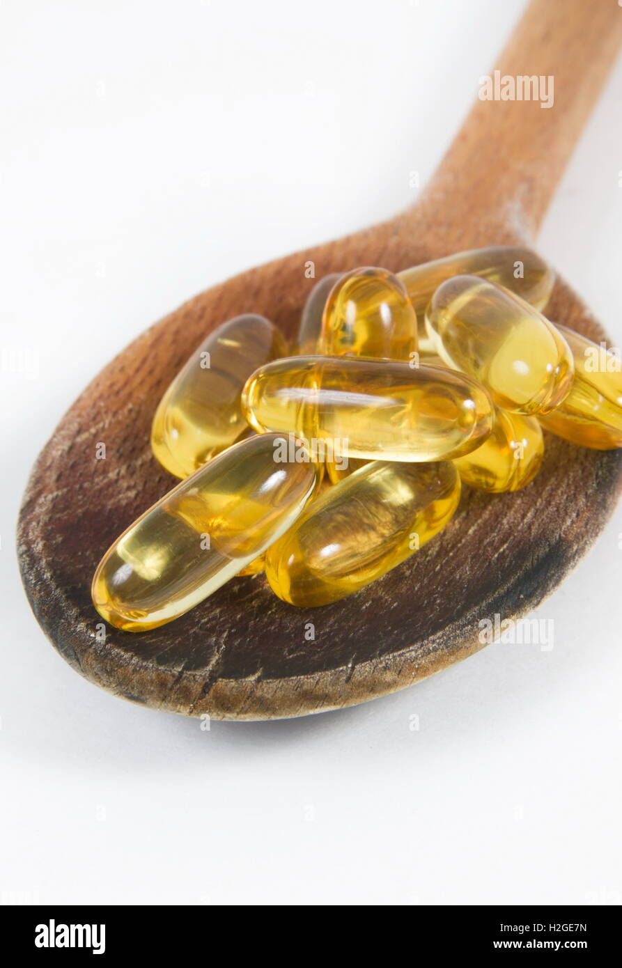 fish oil on the spoon Stock Photo - Alamy