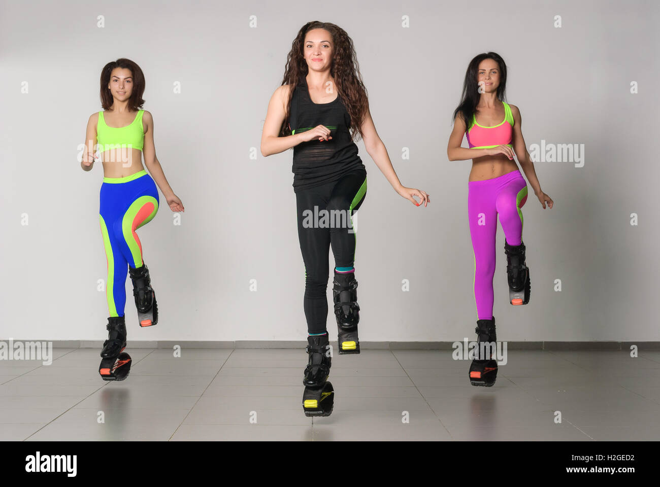 Gymnastics group girl jump hi-res stock photography and images - Alamy