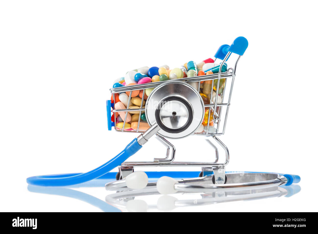 health and consumerism concept. Stethoscope shopping cart Stock Photo ...