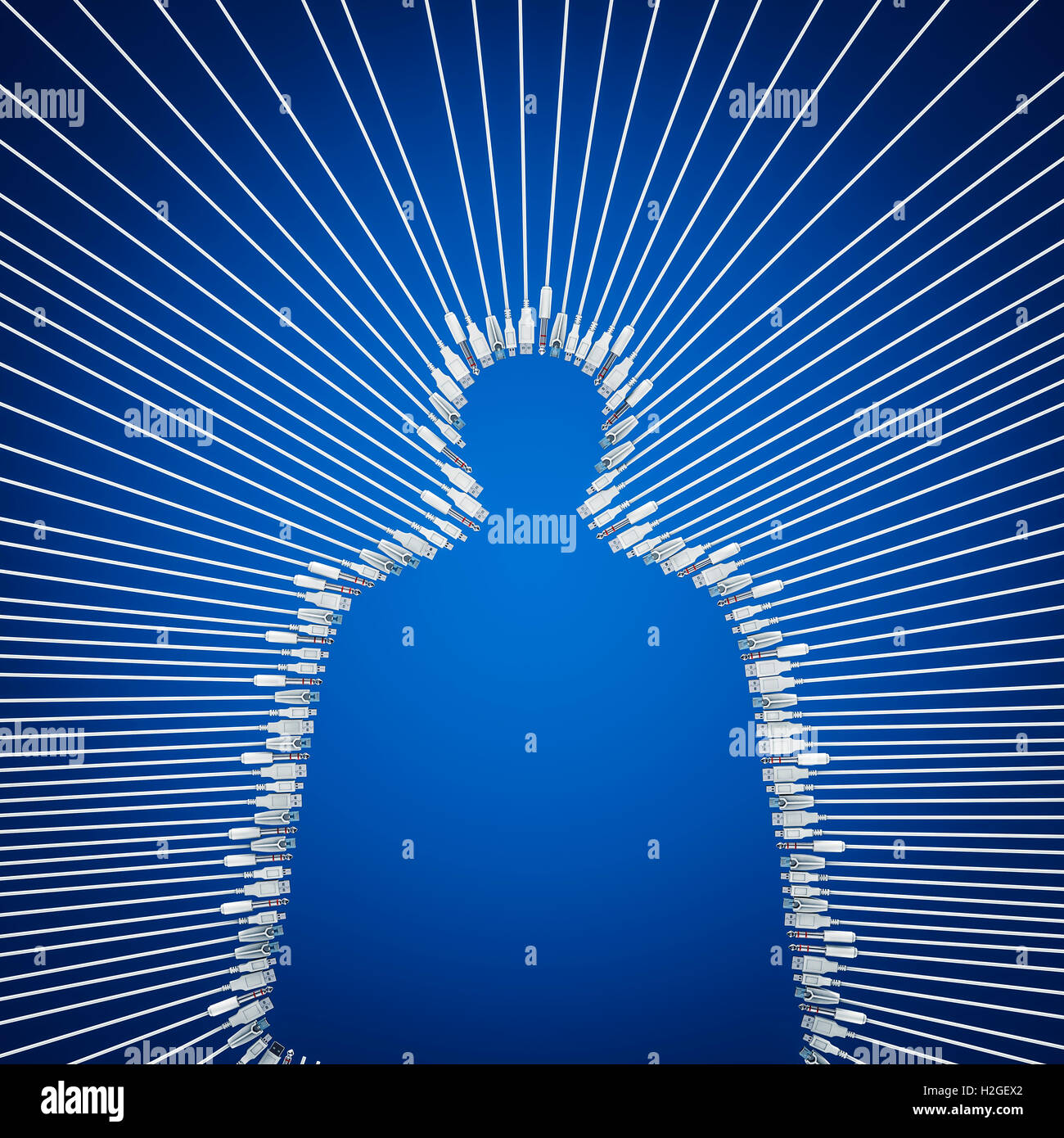 The connected man / 3D illustration of male silhouette formed by ...