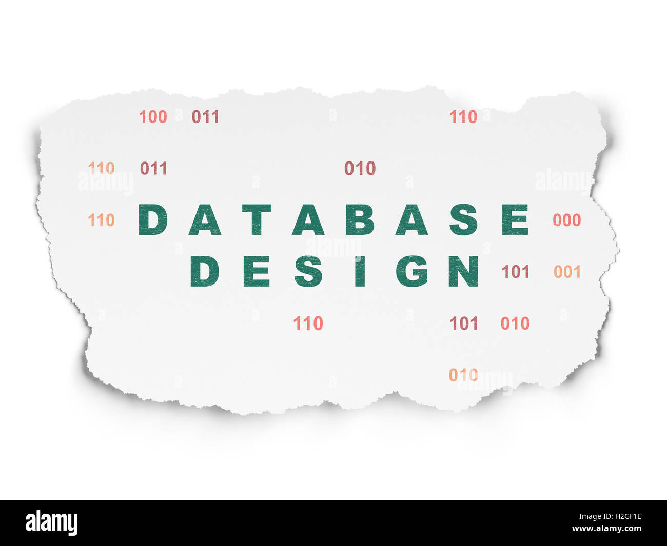 Programming concept: Database Design on Torn Paper background Stock ...
