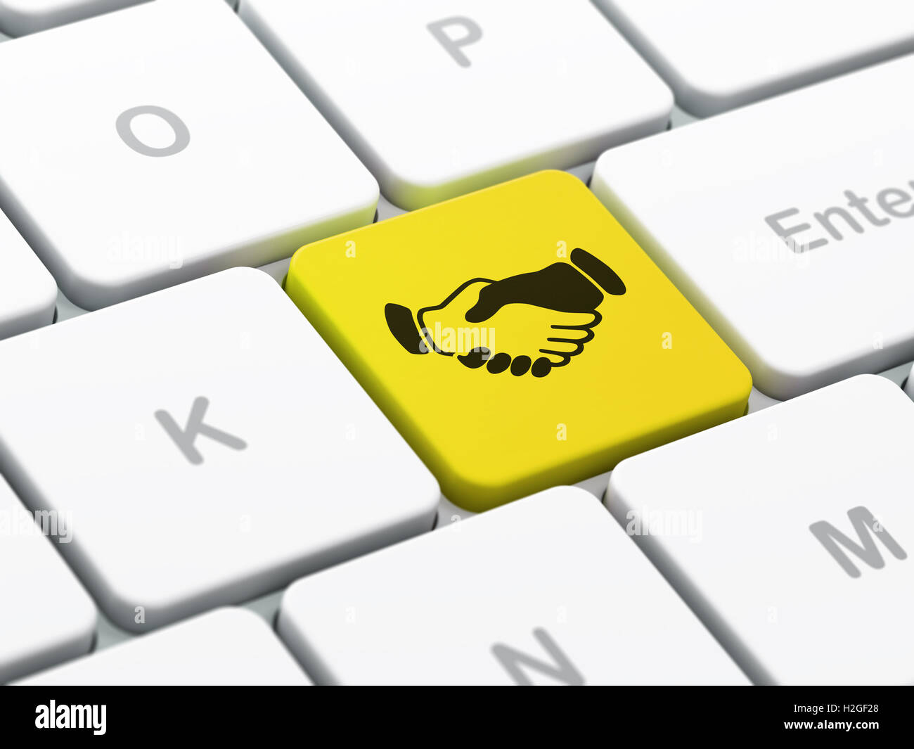 Political concept: Handshake on computer keyboard background Stock ...