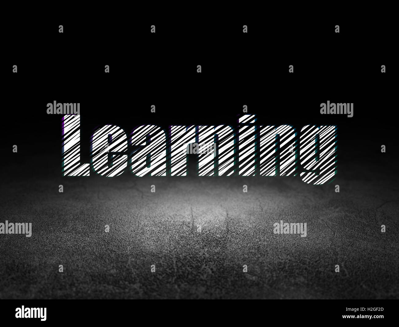 Learning concept: Learning in grunge dark room Stock Photo - Alamy