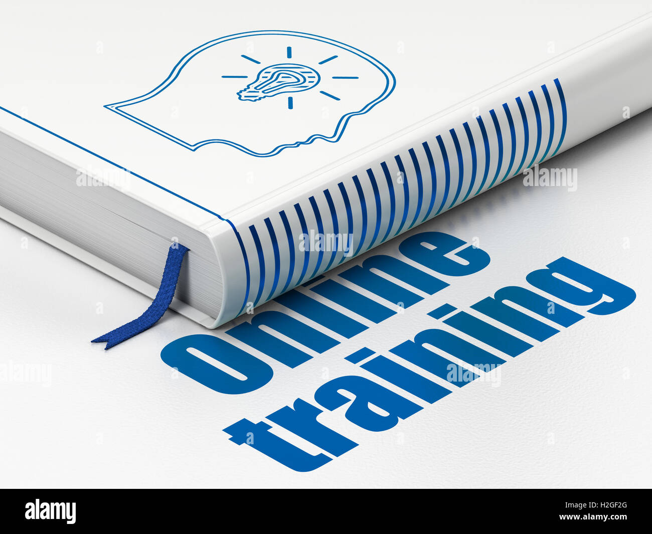 Education concept: book Head With Lightbulb, Online Training on white ...