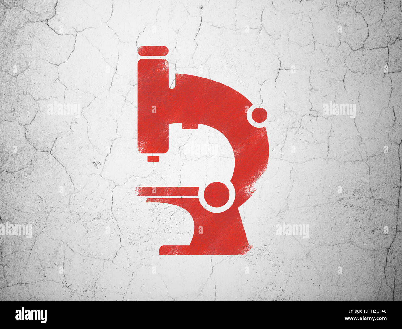 Science concept: Microscope on wall background Stock Photo - Alamy