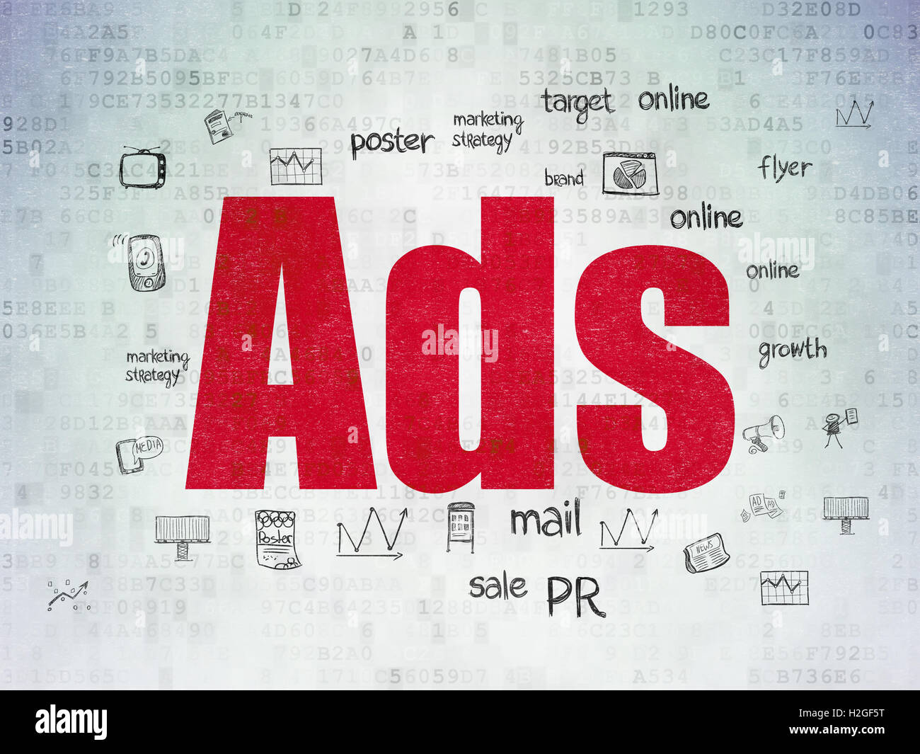 Marketing concept: Ads on Digital Data Paper background Stock Photo - Alamy