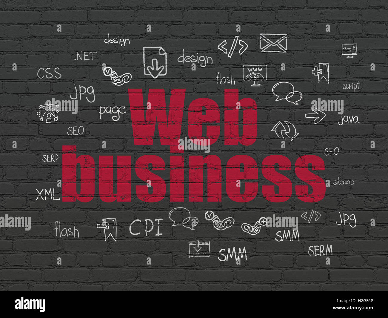 Web development concept: Web Business on wall background Stock Photo ...