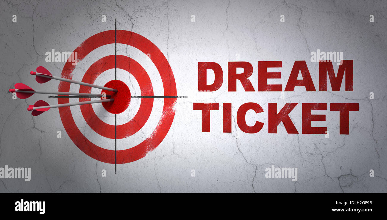 Business concept: target and Dream Ticket on wall background Stock ...