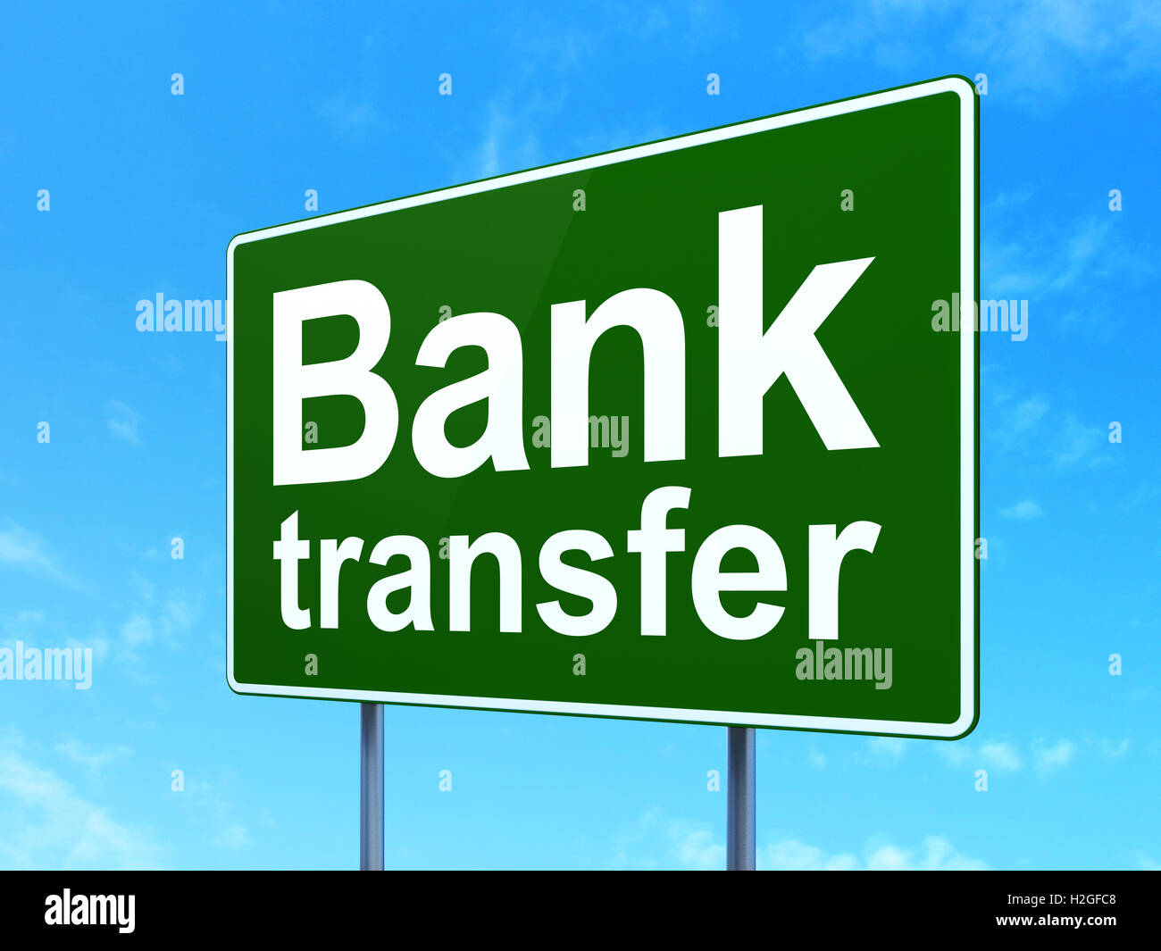 Money concept: Bank Transfer on road sign background Stock Photo - Alamy