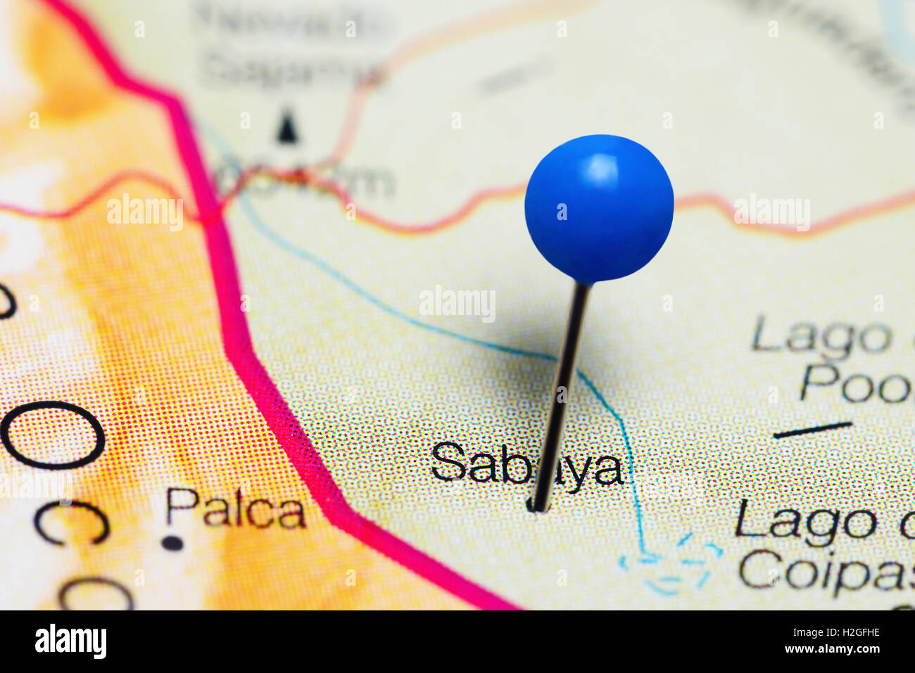 Sabaya pinned on a map of Bolivia Stock Photo - Alamy