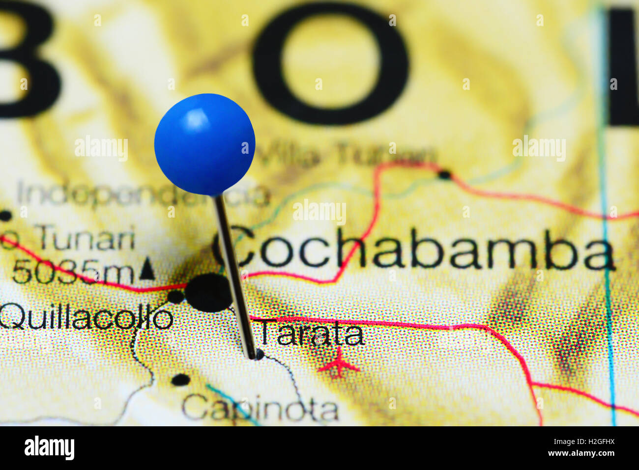 Tarata pinned on a map of Bolivia Stock Photo - Alamy