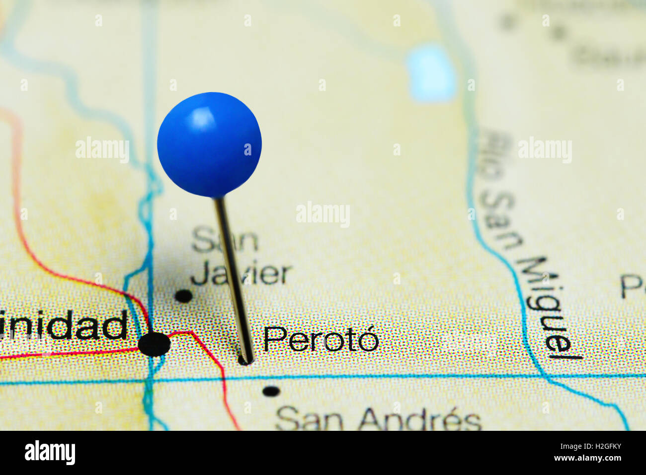Peroto pinned on a map of Bolivia Stock Photo - Alamy