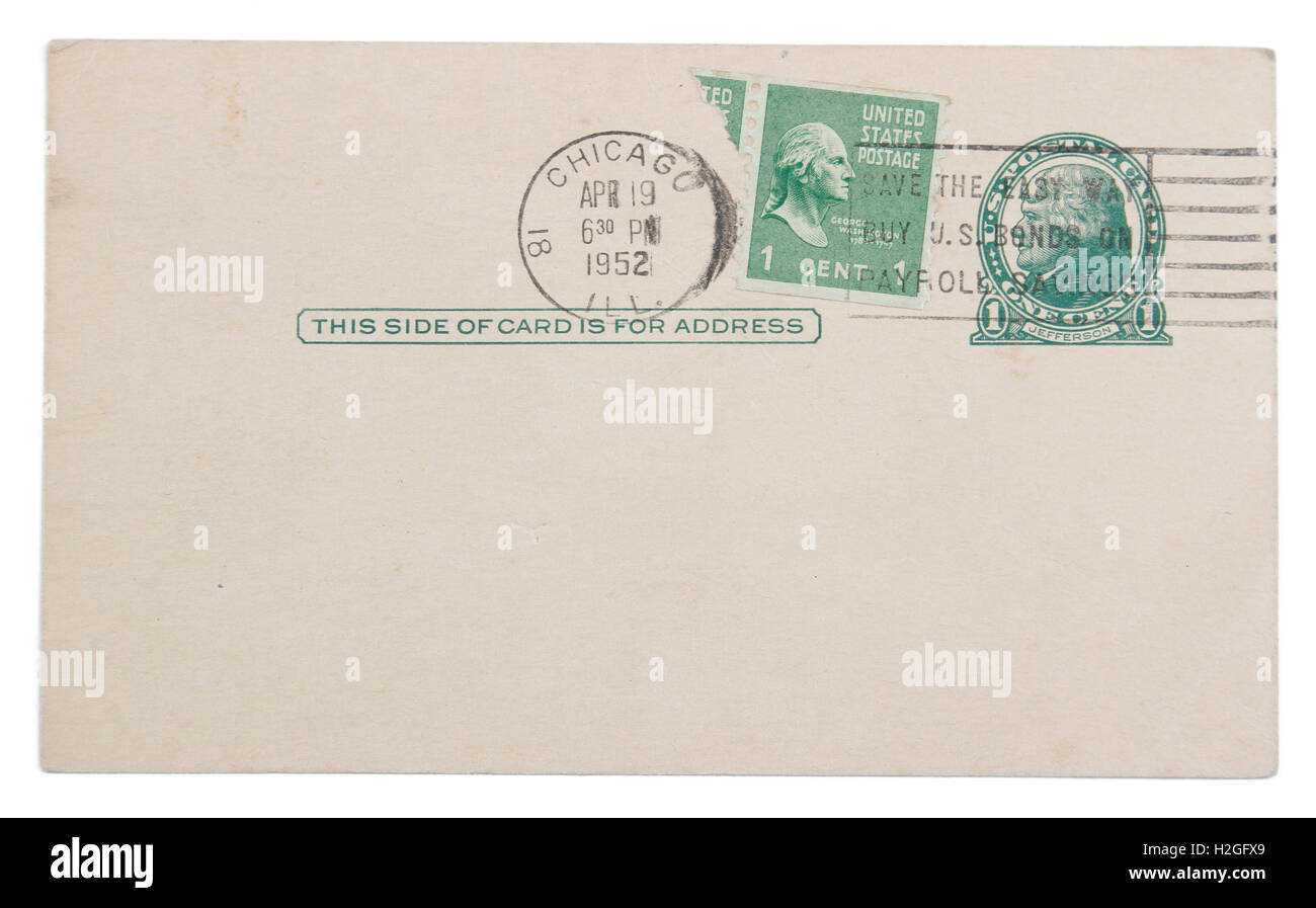 Postmarked and stamped 1952 postcard Stock Photo - Alamy