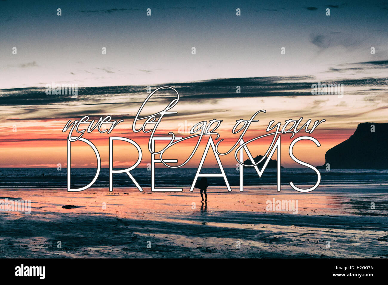 Inspirational motivational quote on a retro style background Stock ...