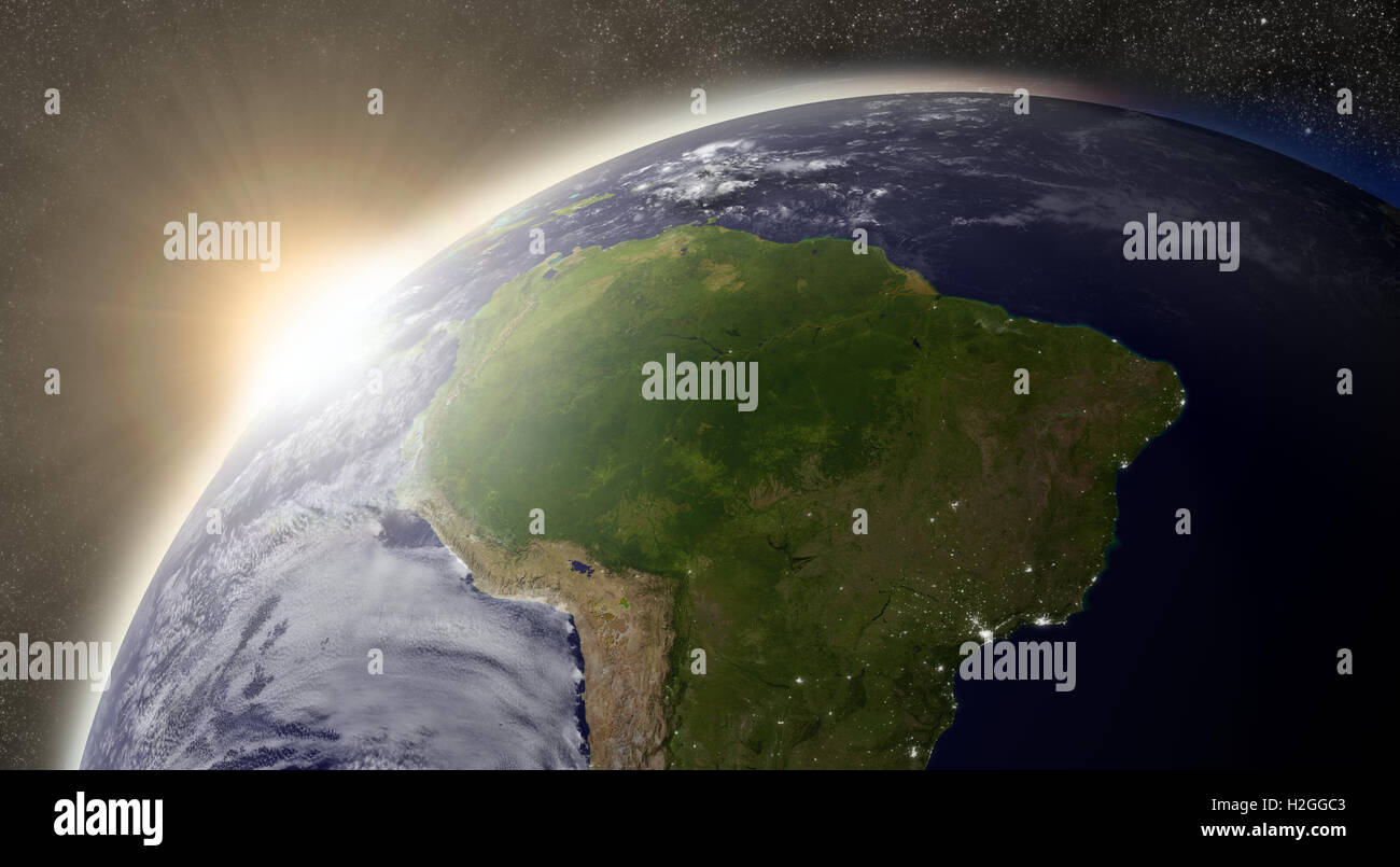 Sun over South America Stock Photo - Alamy