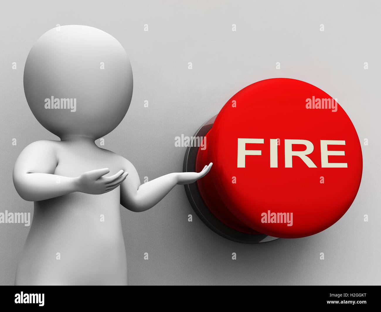 Fire Button Shows Emergency 111 And Evacuate Stock Photo - Alamy