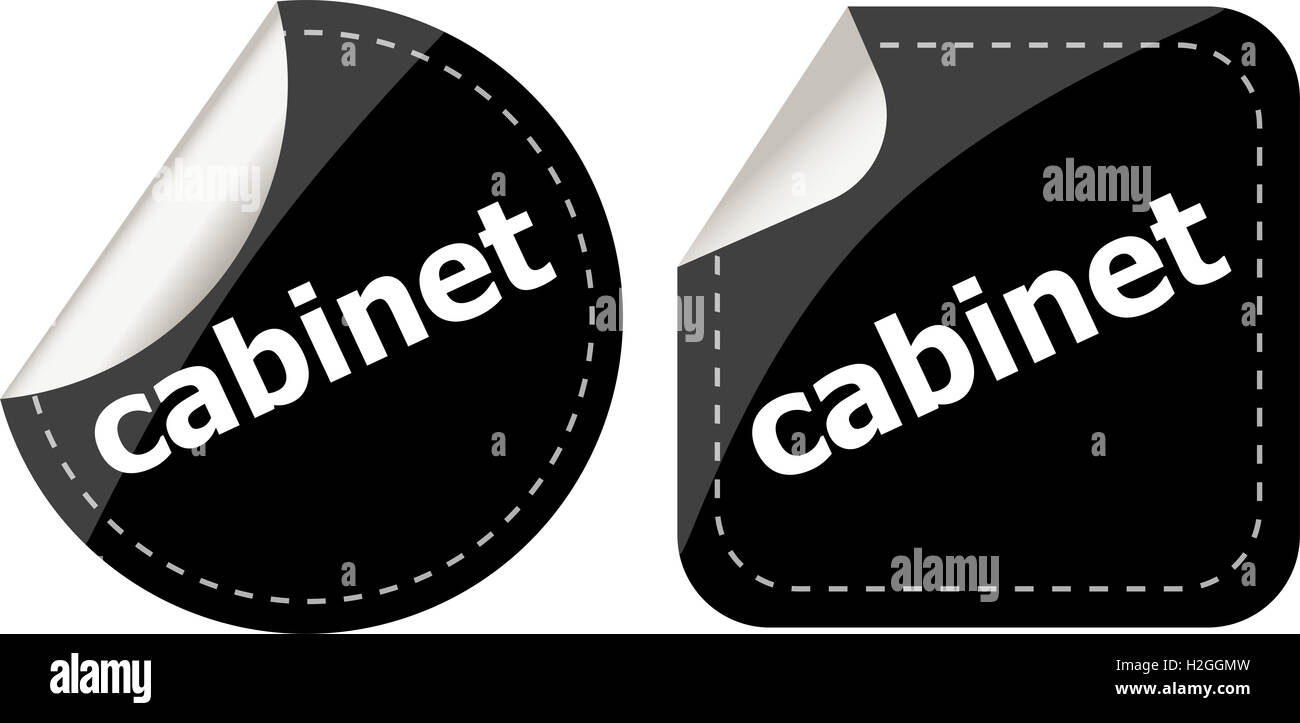 cabinet word stickers set, web icon button Stock Photo - Alamy