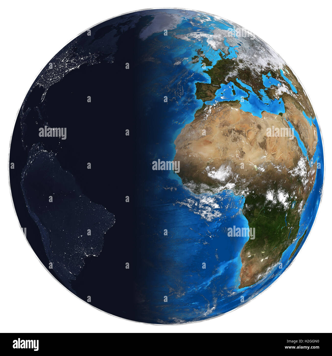Photorealistic Earth. Day and night Stock Photo - Alamy
