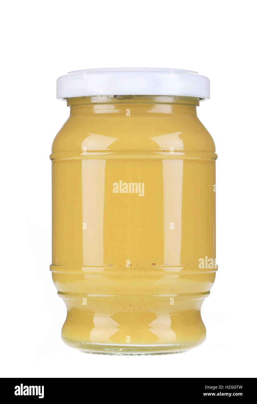 Glass jar of mustard Stock Photo - Alamy