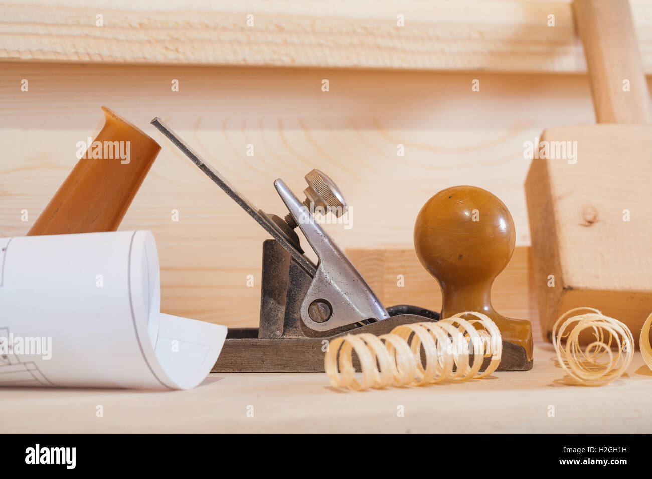 very close up view on composition of woodworking tools Stock Photo - Alamy