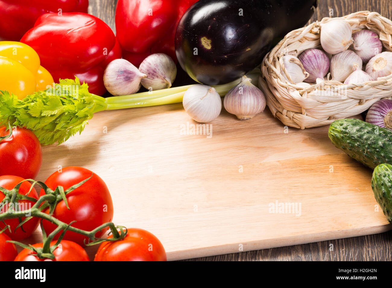vegetables on the kitchen board Stock Photo - Alamy