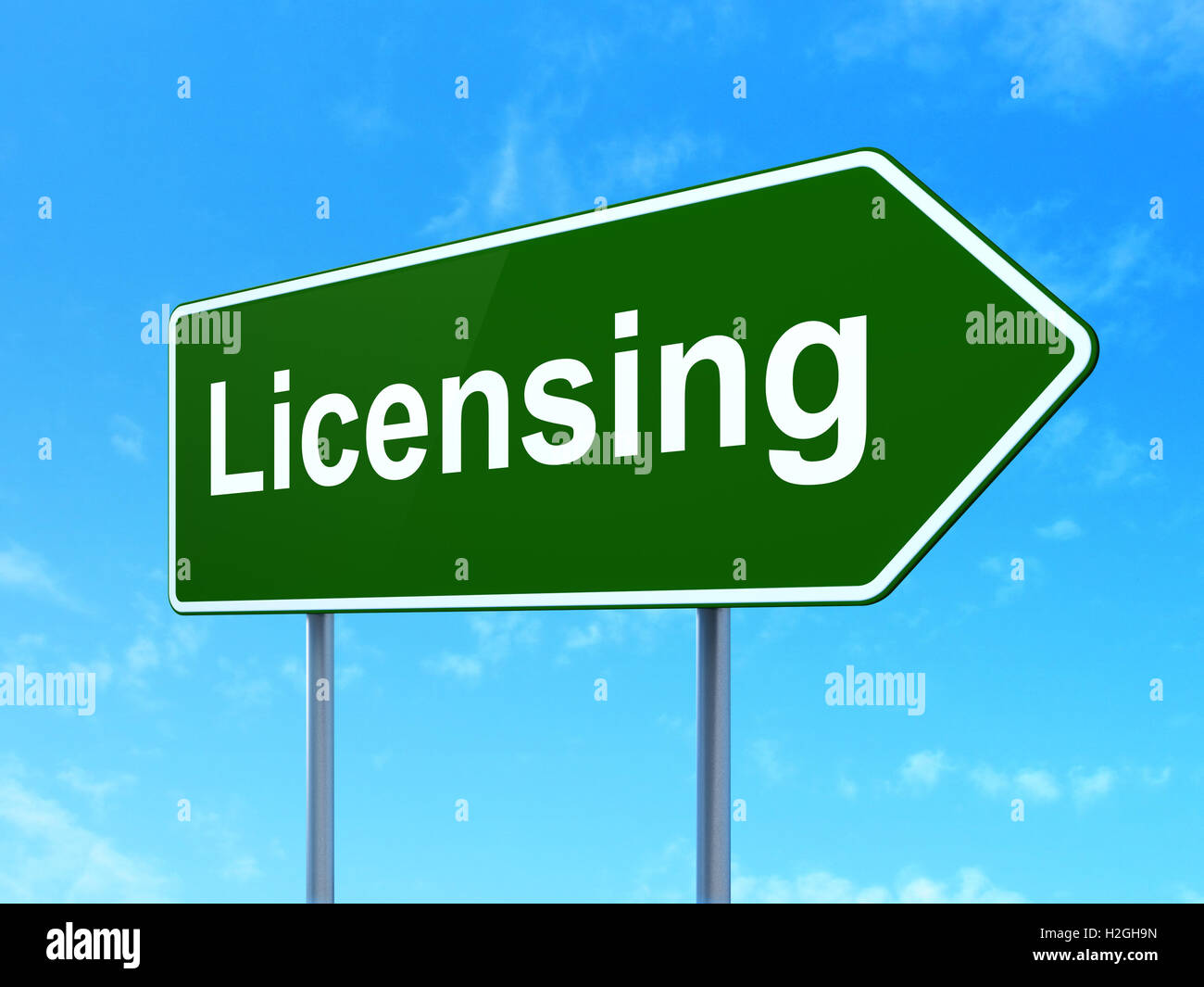 Law concept: Licensing on road sign background Stock Photo - Alamy
