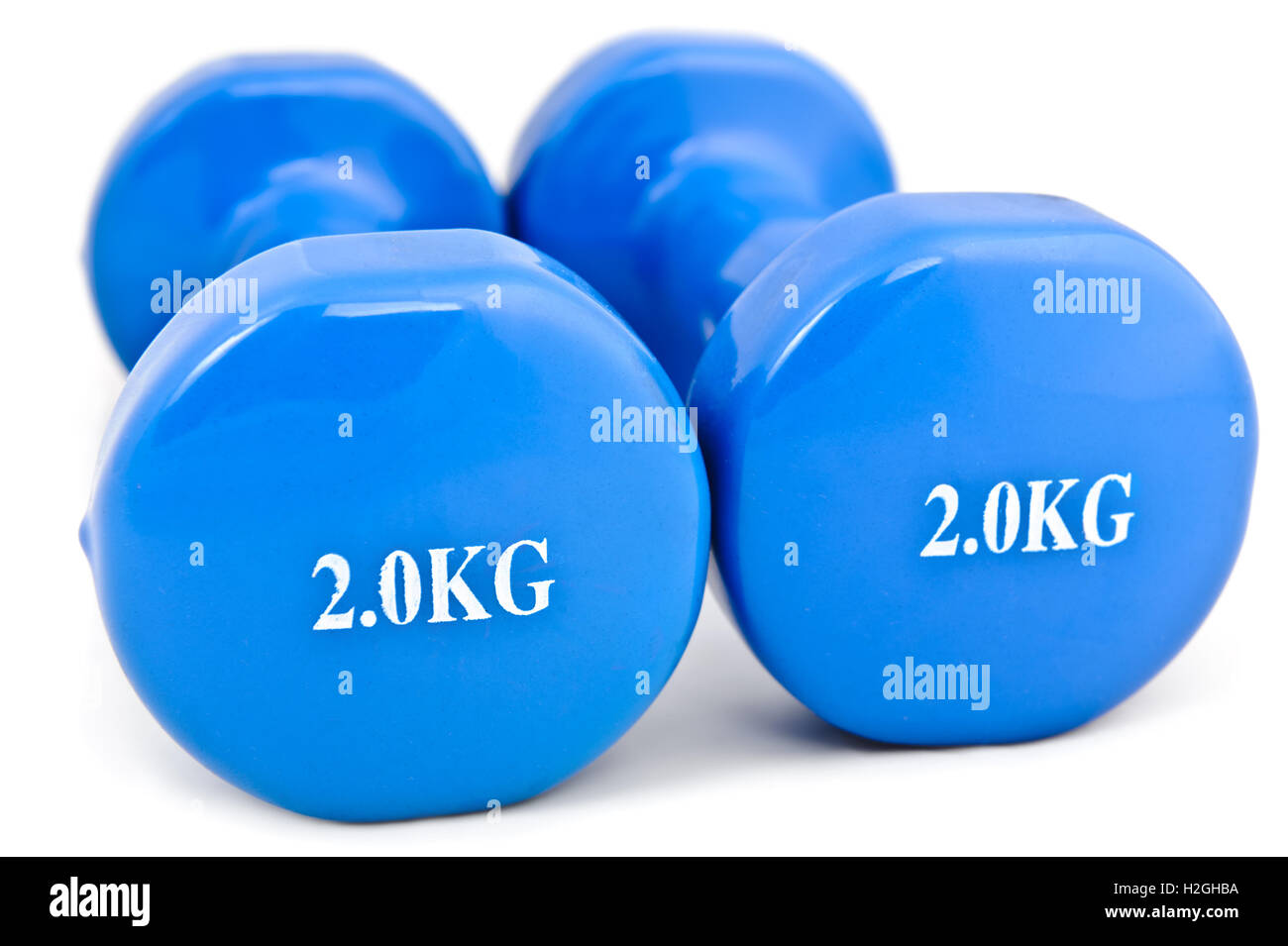 3 kg rubber dipped blue dumbbell Stock Photo - Alamy