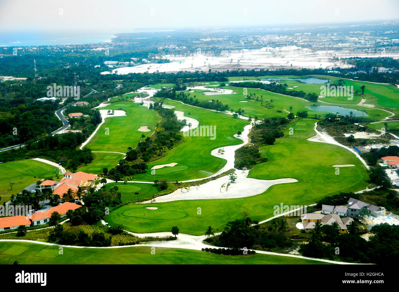 Elevevated view of golf course Stock Photo - Alamy