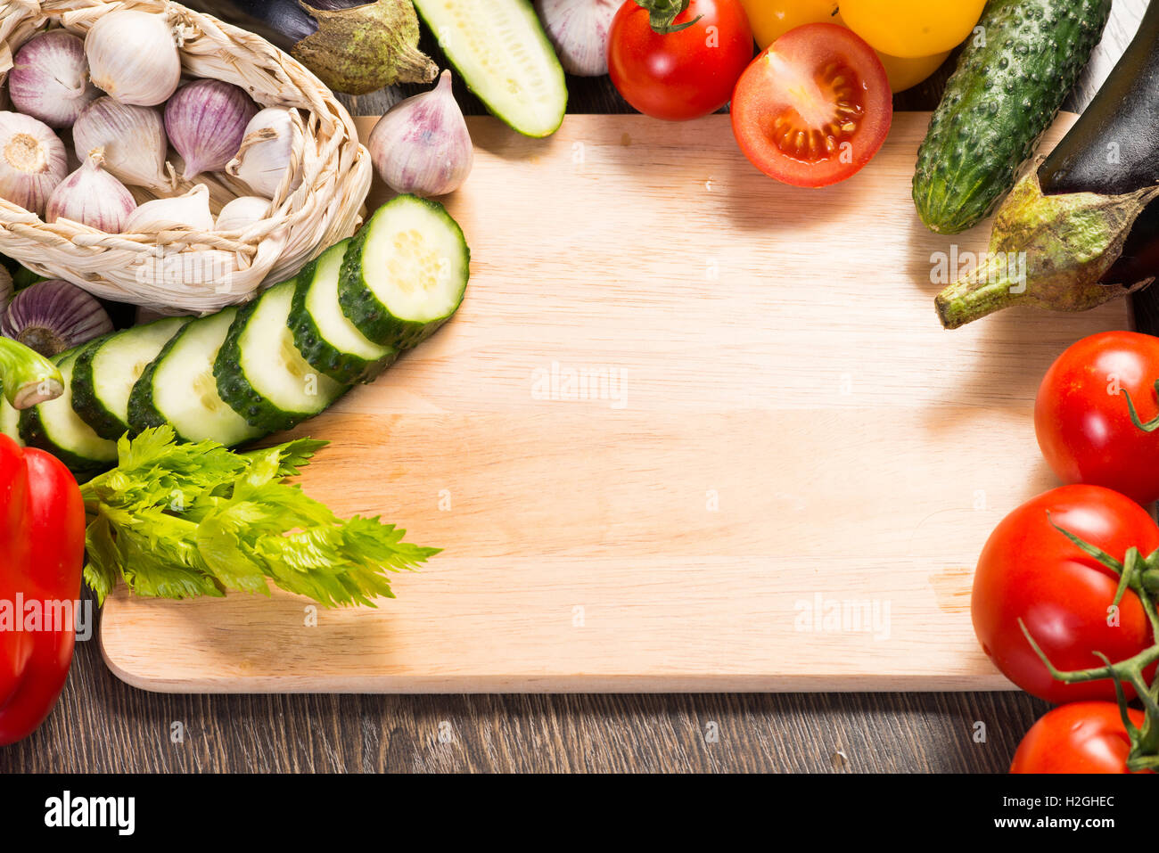 vegetables on the kitchen board Stock Photo - Alamy