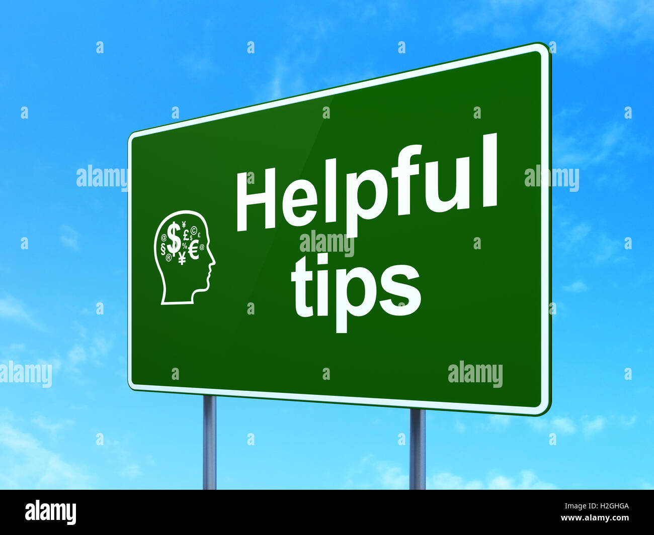 Education concept: Helpful Tips and Head With Finance Symbol on road ...