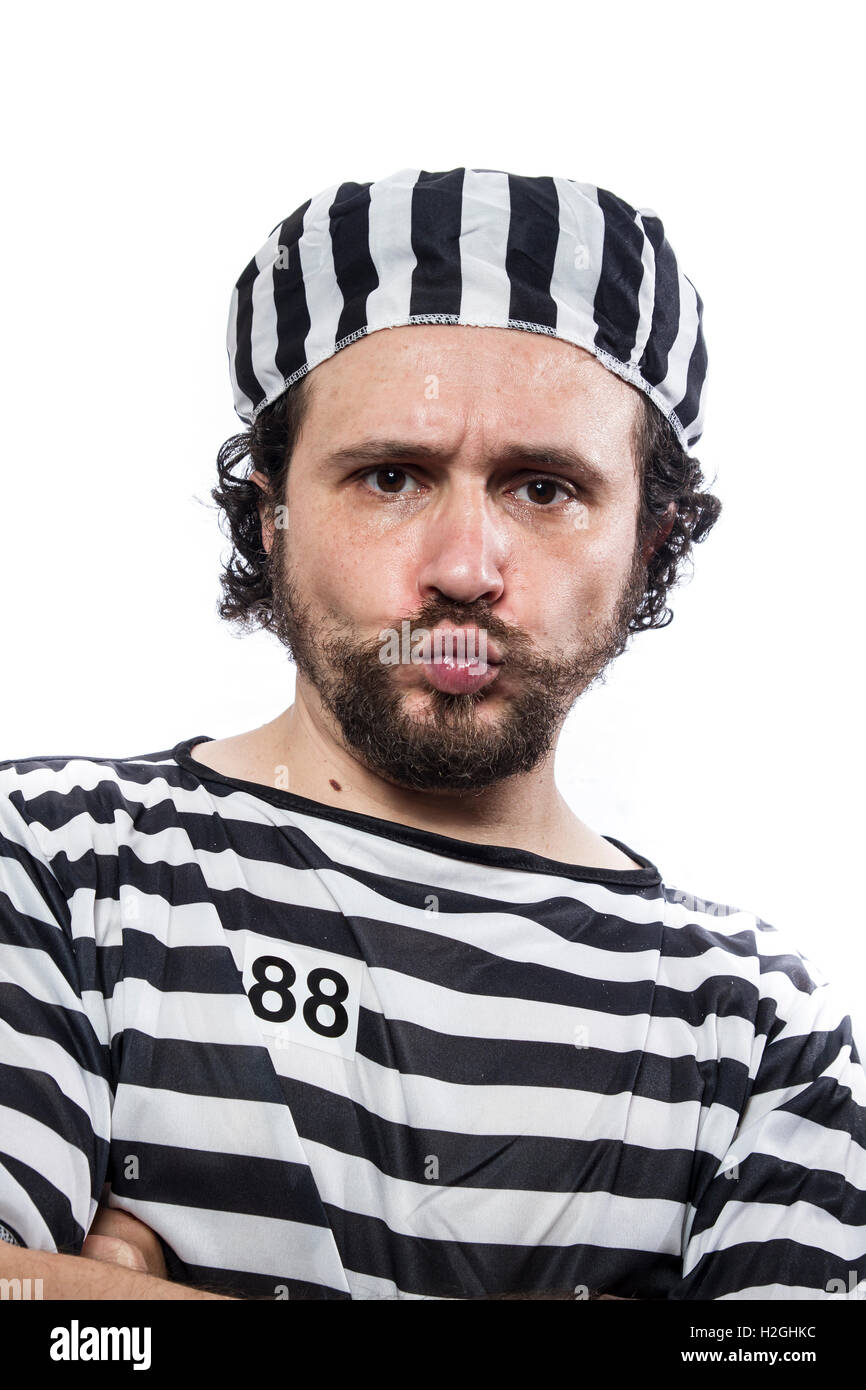 Illegal, Desperate, portrait of a man prisoner in prison garb, o Stock ...