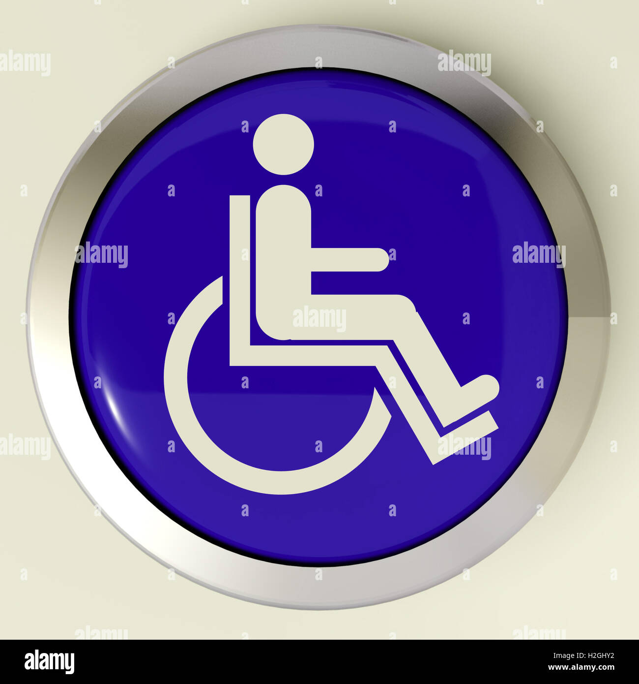 Disabled Button Shows Wheelchair Access Or Handicapped Stock Photo - Alamy