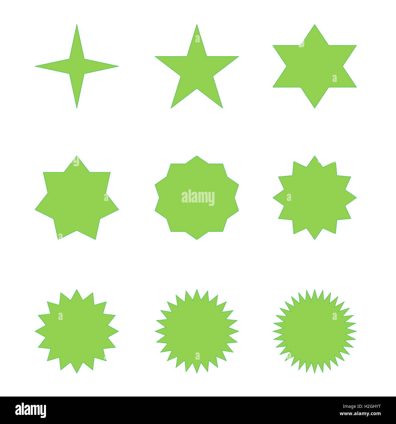 Set of green stars Stock Photo - Alamy