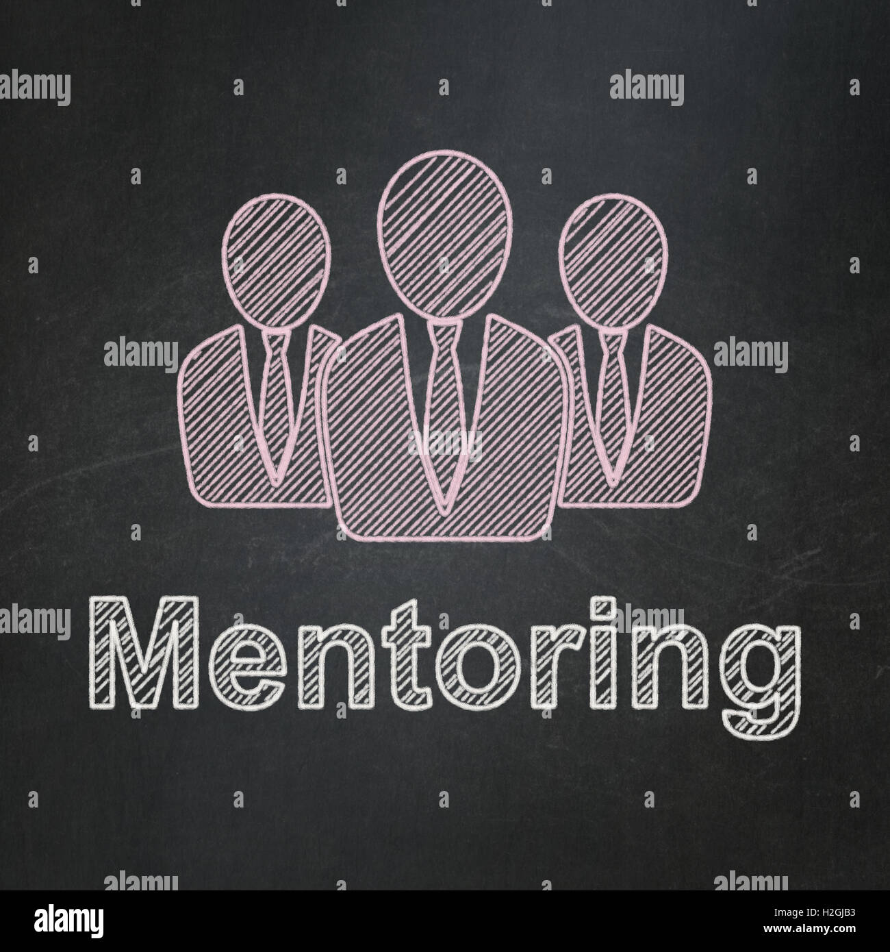 Education concept: Business People and Mentoring on chalkboard ...